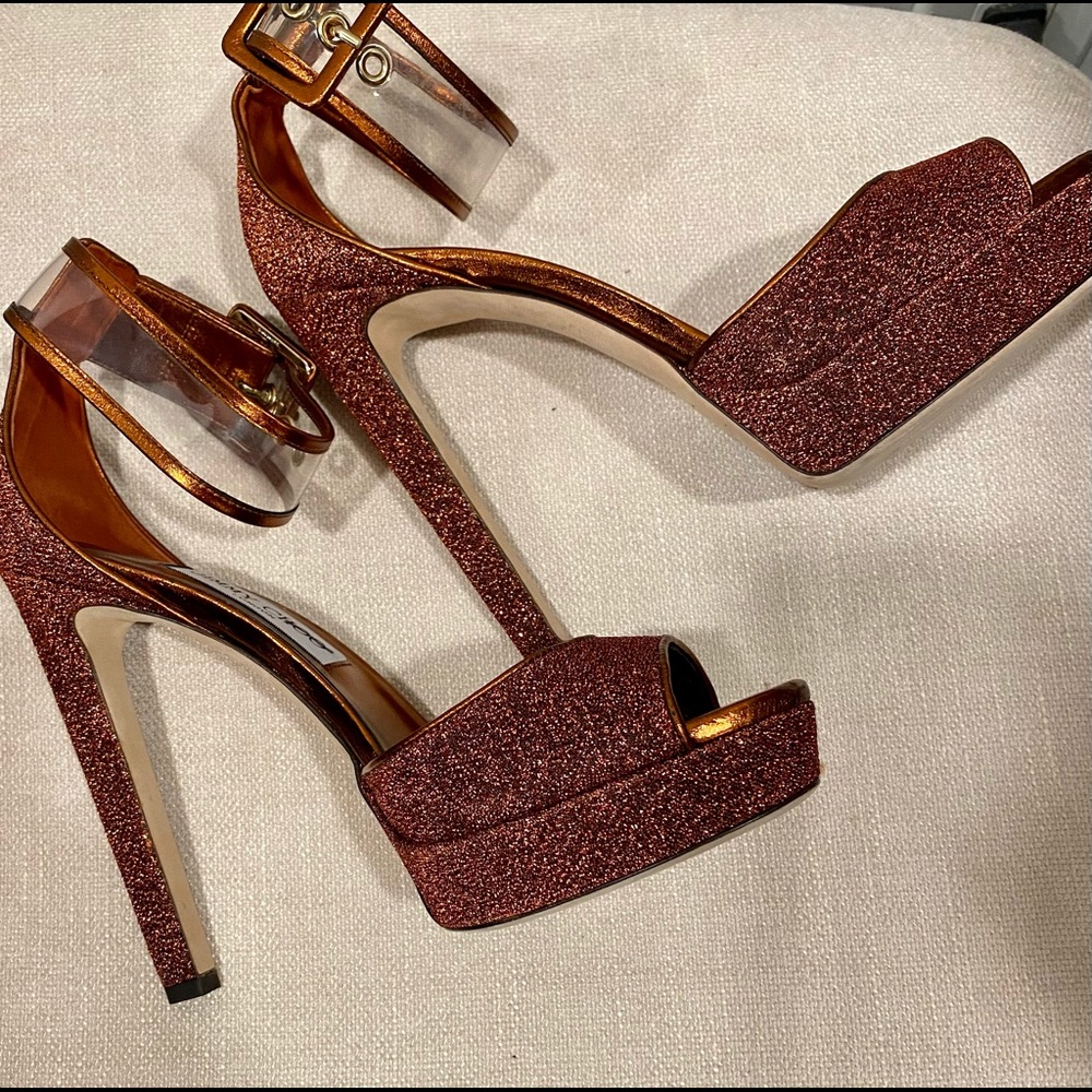 Jimmy Choo Copper Glitter Mayner Platform Pump - Gem